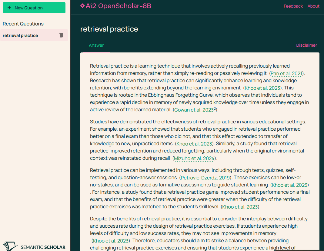 OpenScholar: A Tool for Educators #EduSky #AI #RetrievalPractice – Another Think Coming