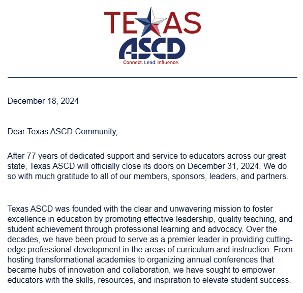 Breaking News: TxASCD Closes Its Doors #EduSky #Texas – Another Think ...